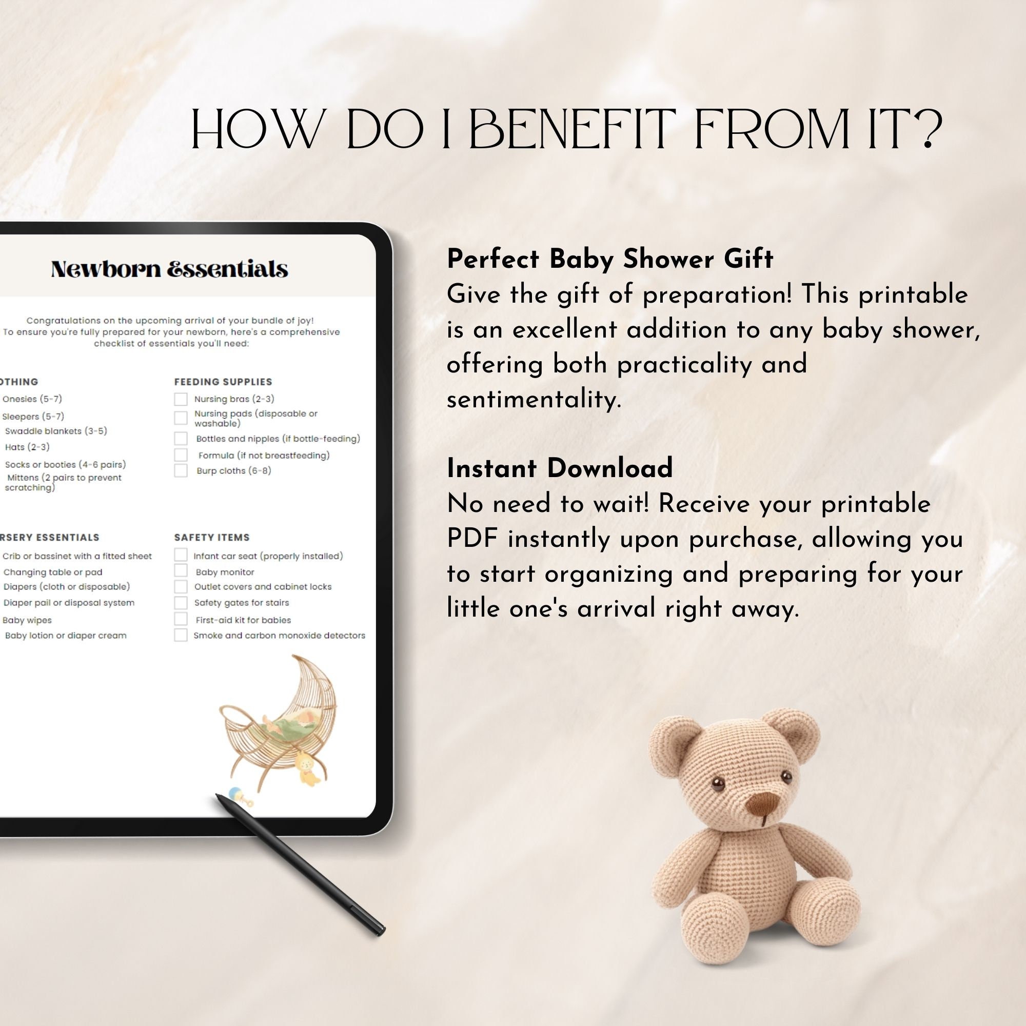 Newborn Essentials Checklist Printable Pdf Baby Must Haves Baby ...