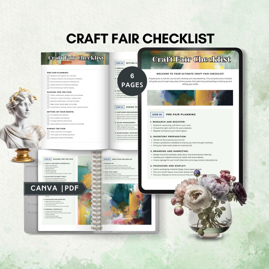 Craft Fair Checklist Craft Show Planner Guide Trade Show Planning Market Vendor Event Organizer ...