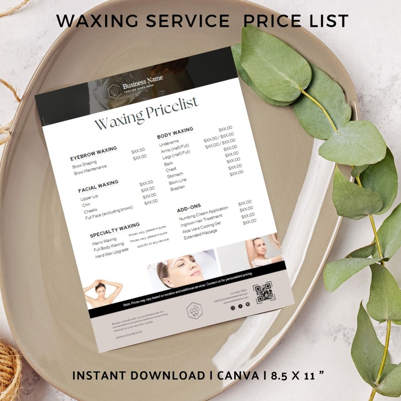 Waxing Services Price List Template Canva Brazilian Waxing Bikini Flyer ...