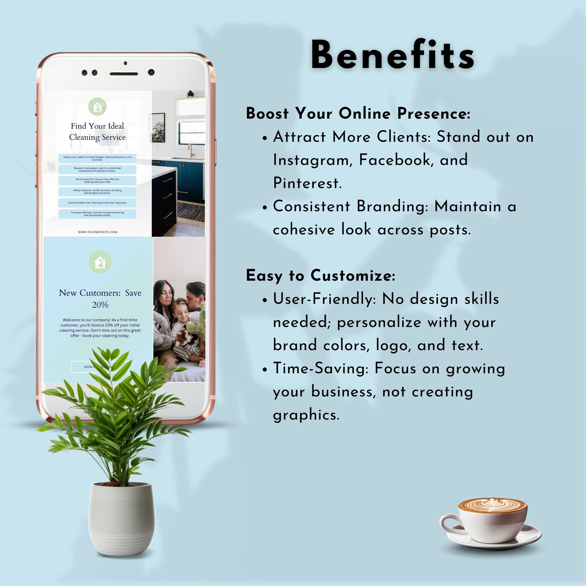House Cleaning Instagram Post Canva Template Cleaning Business Social ...
