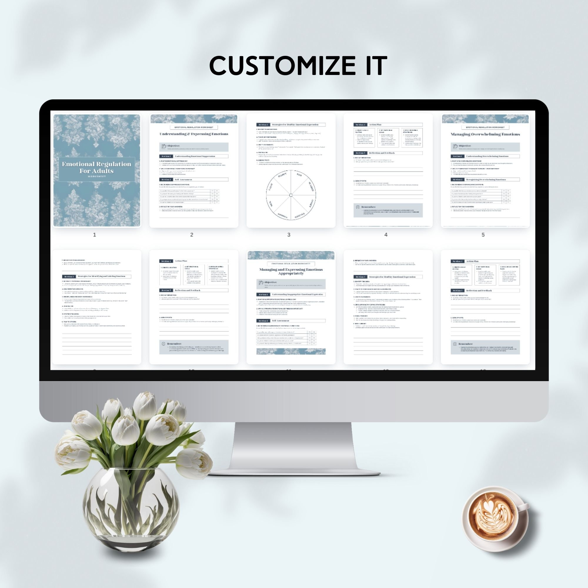 Emotional Regulation for Adults Worksheet Canva Template Anxiety Relief ...