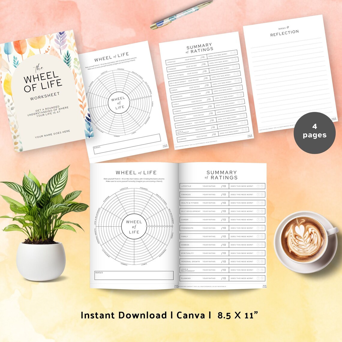 Wheel of Life Worksheet Wheel of Balance Life Goal Setting Coaching ...