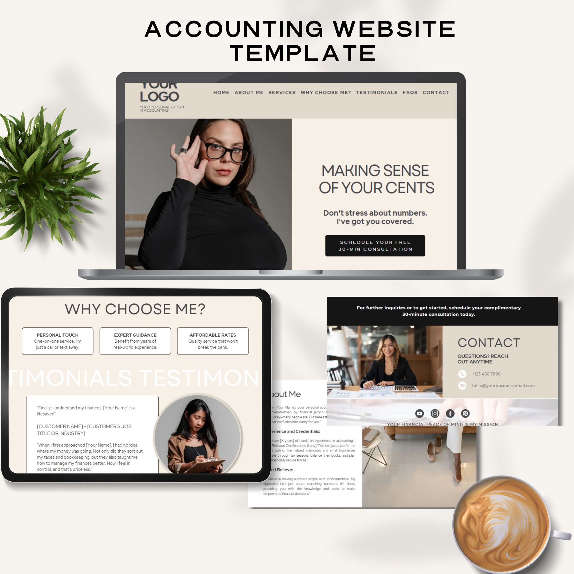 Accounting Website Template Accountant Bookkeeper Sales Page Tax ...
