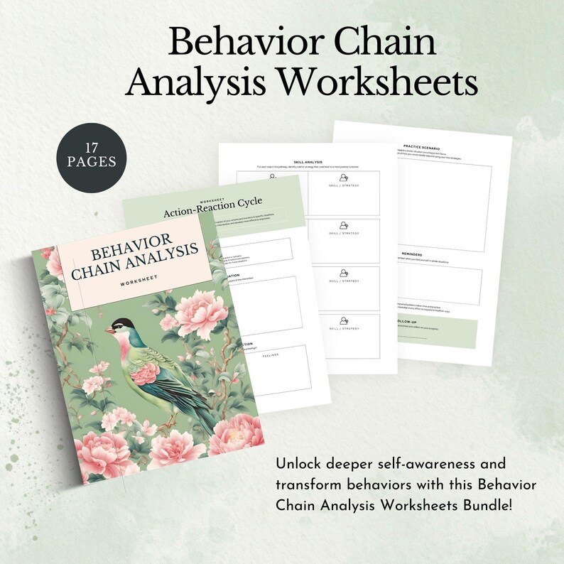 Behavior Chain Analysis Worksheet Therapy DBT Coping Skill Tool ...