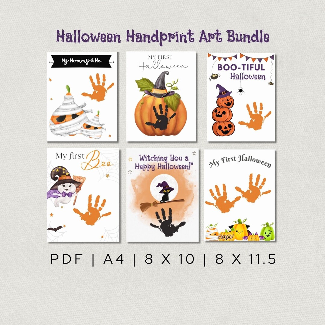 Halloween Kid Handprint Art Kids Printable DIY Craft for Kid Memory ...