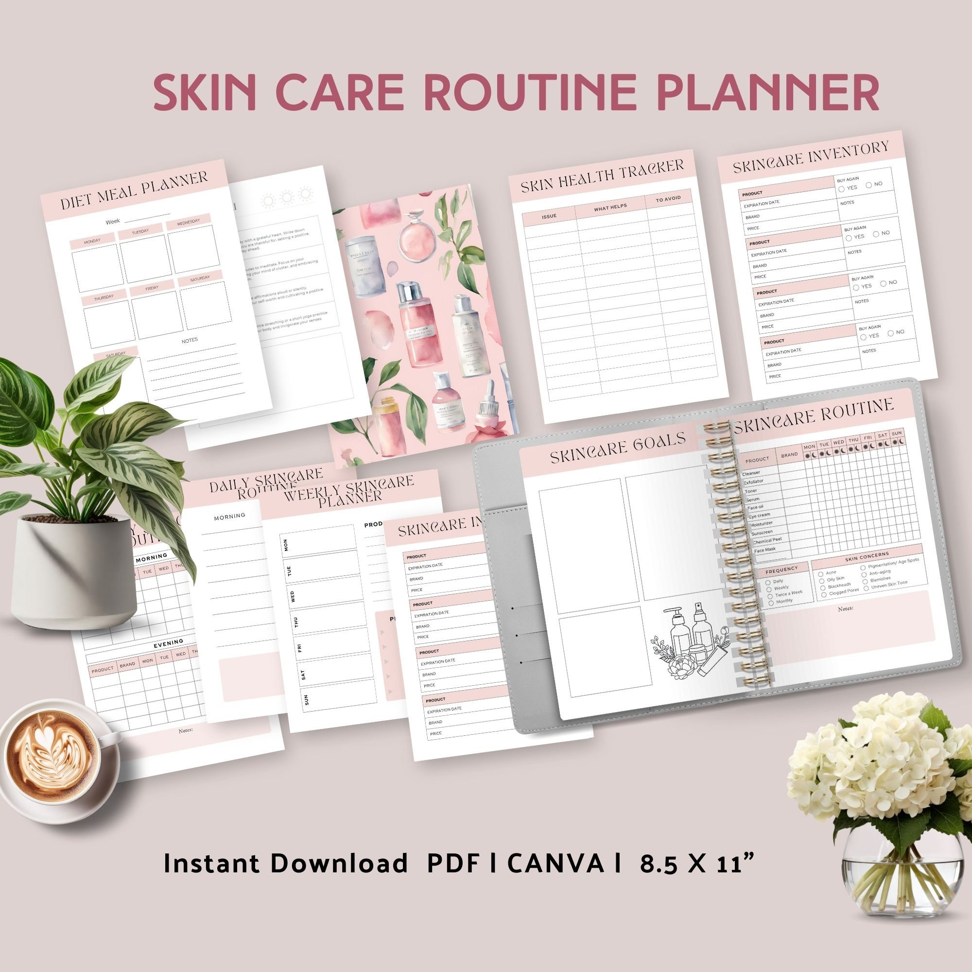 Skin Care Routine Printable Form Template Beauty Regimen Planner Daily ...