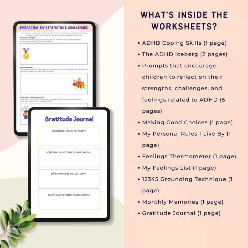 Adhd Worksheets for Kids Printable Resources Adhd Workbook for - Etsy