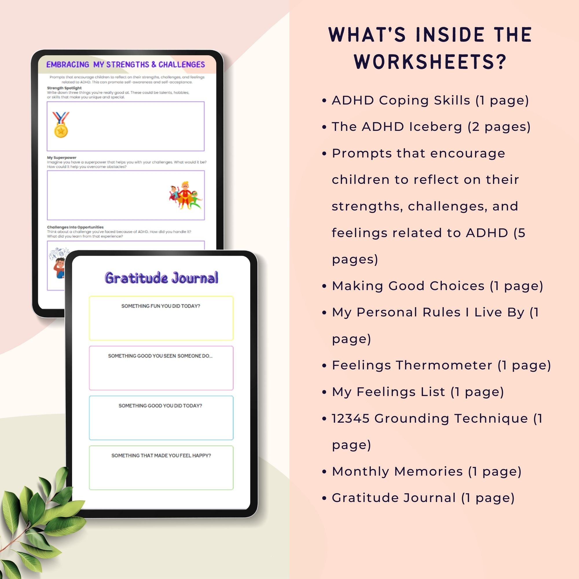 Adhd Worksheets for Kids Printable Resources Adhd Workbook for - Etsy