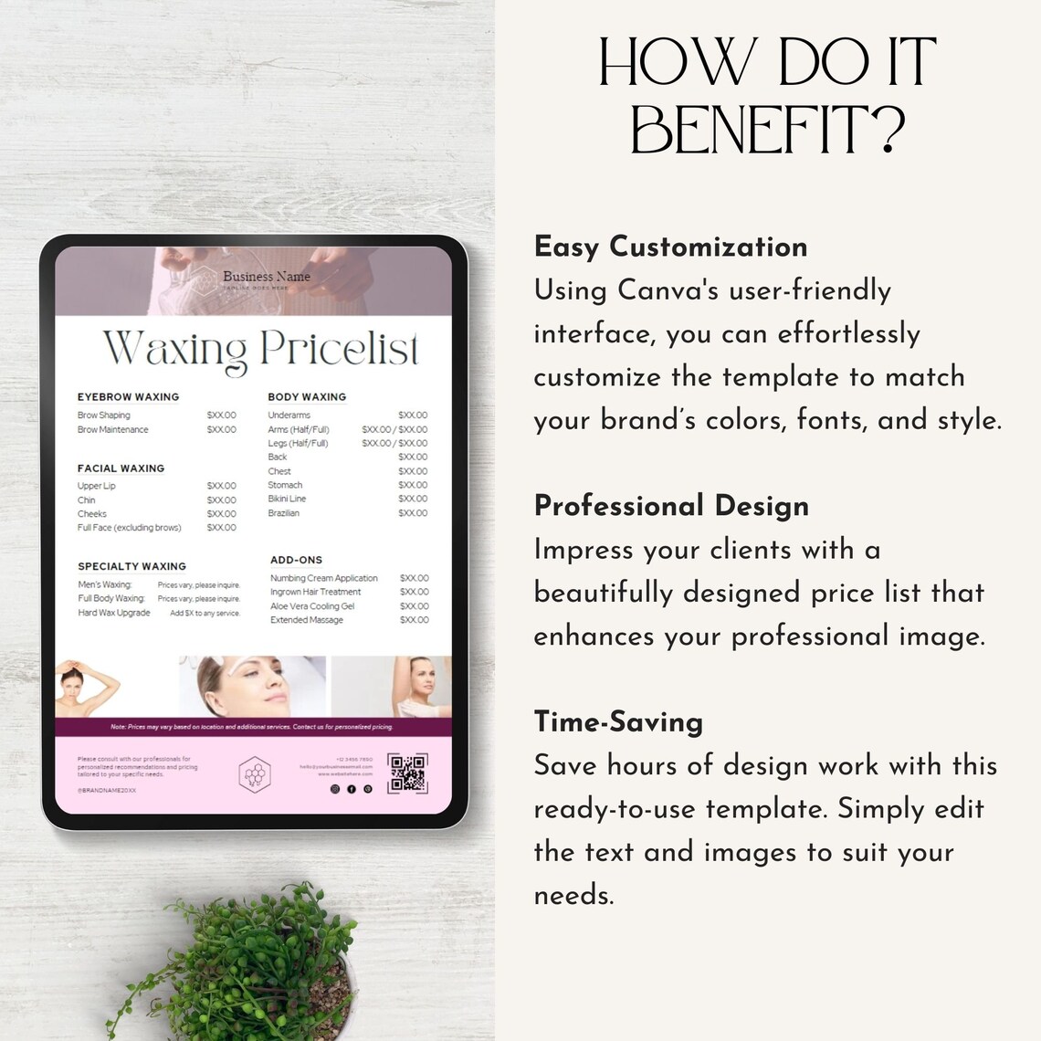 Waxing Services Price List Template Canva Brazilian Waxing Bikini Flyer ...