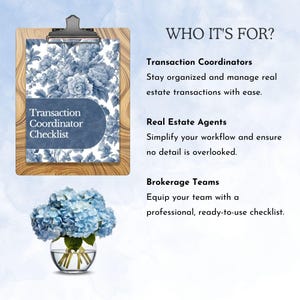 Transaction Coordinator Checklist Listing for Real Estate Agent Tracker ...