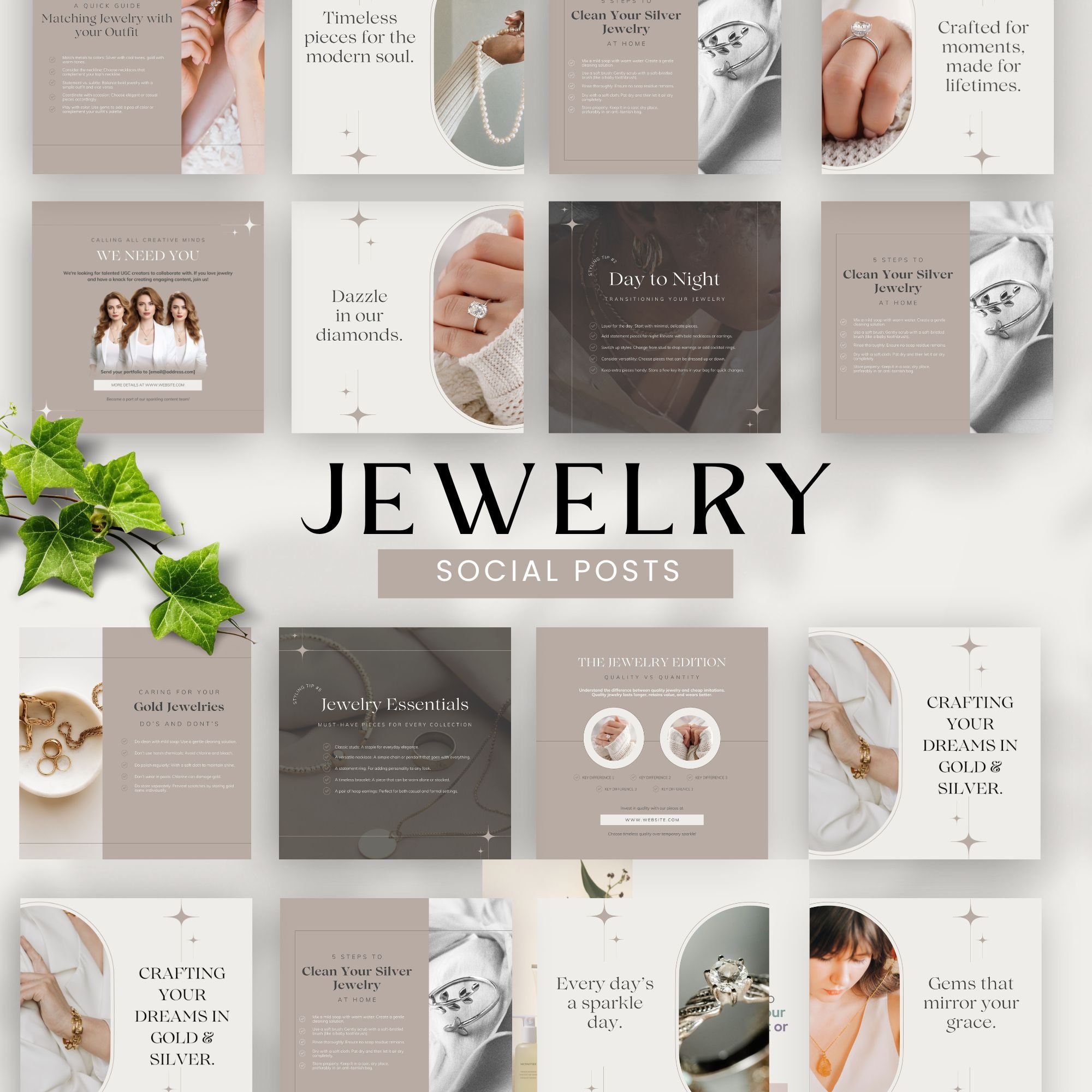 Social Media Posts Jewelry Instagram Post Template Canva Jewelry Social ...