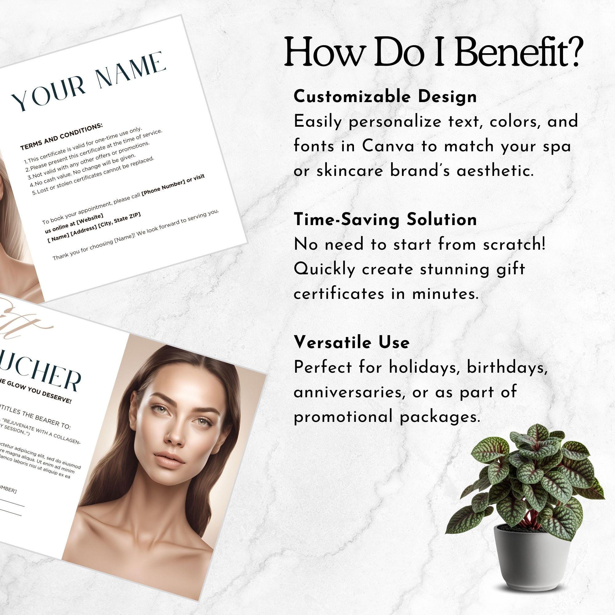 Esthetician Gift Certificate Beauty Voucher Skincare Treatment ...