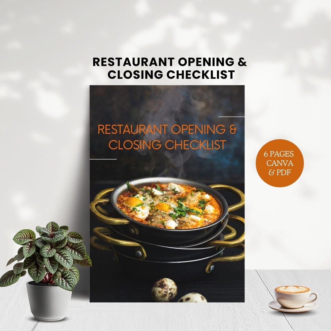 Restaurant Opening and Closing Checklist Bar Manager Organizer Back ...