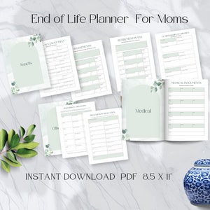 End of Life Planner Printable Funeral Planner Important Document Organizer in Case of Emergency ...
