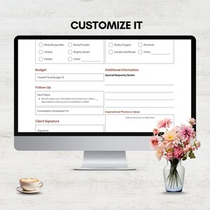 Florist Consultation Template Order Forms Florist Booking Form Flower ...