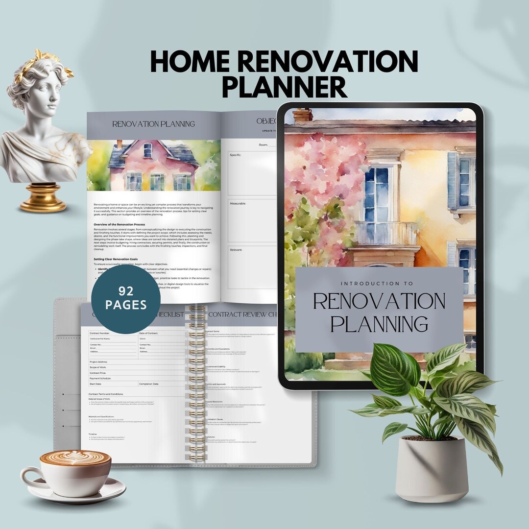 Home Renovation Planner Printable Remodel Planner Home Improvement ...