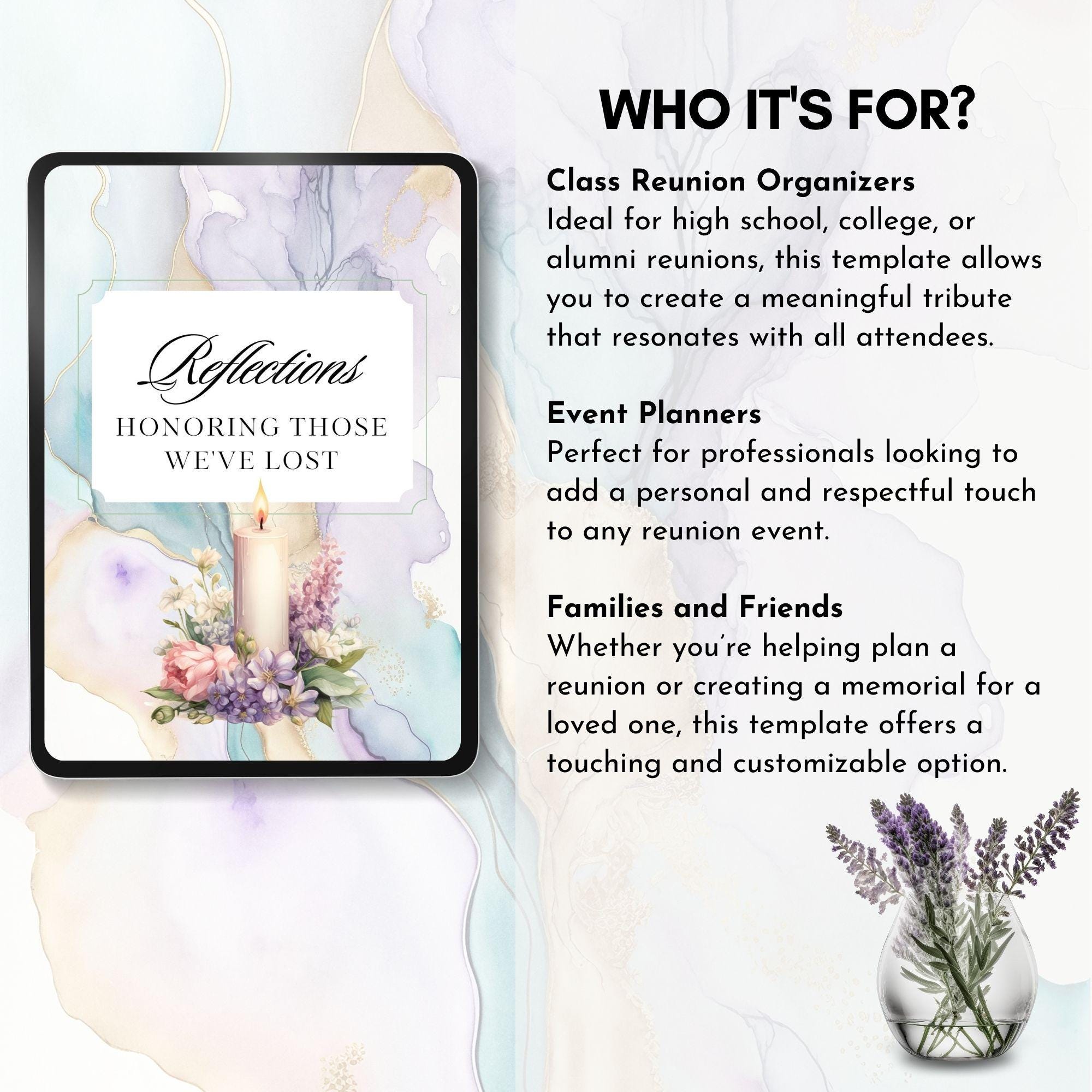 Memorial Template for Class Reunion Departed Classmate Tribute in ...