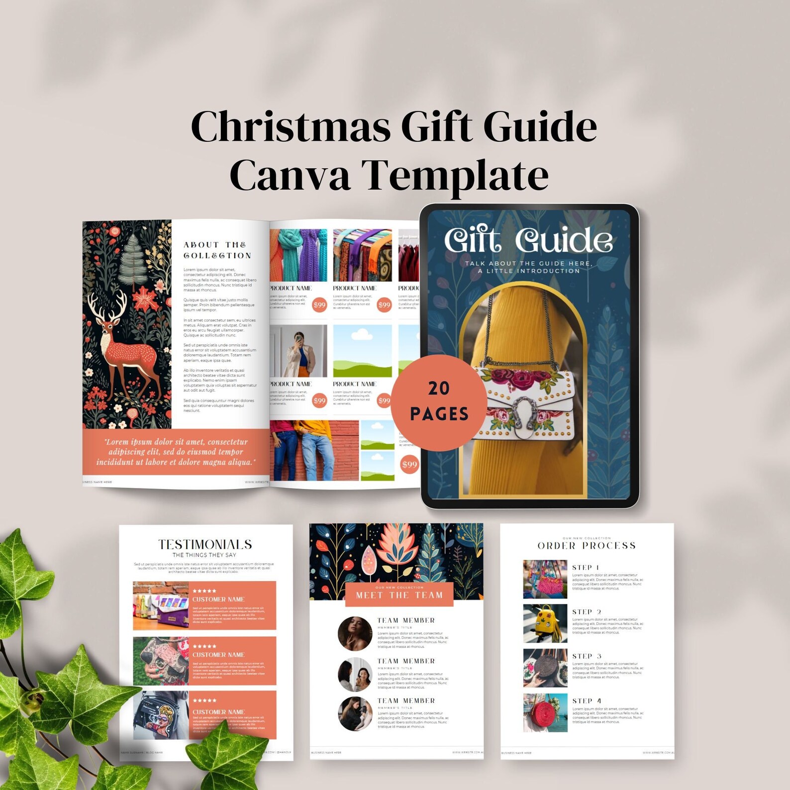 Holiday Gift Guide Template Canva Christmas Product Catalog Xmas Gift ...