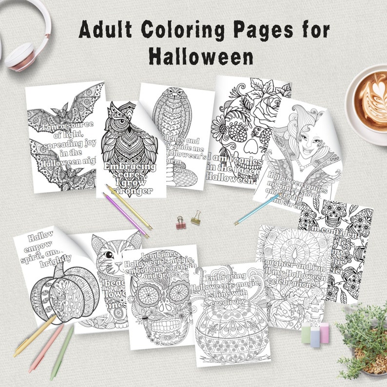 Printable Coloring Pictures for Halloween Coloring Pages - Etsy