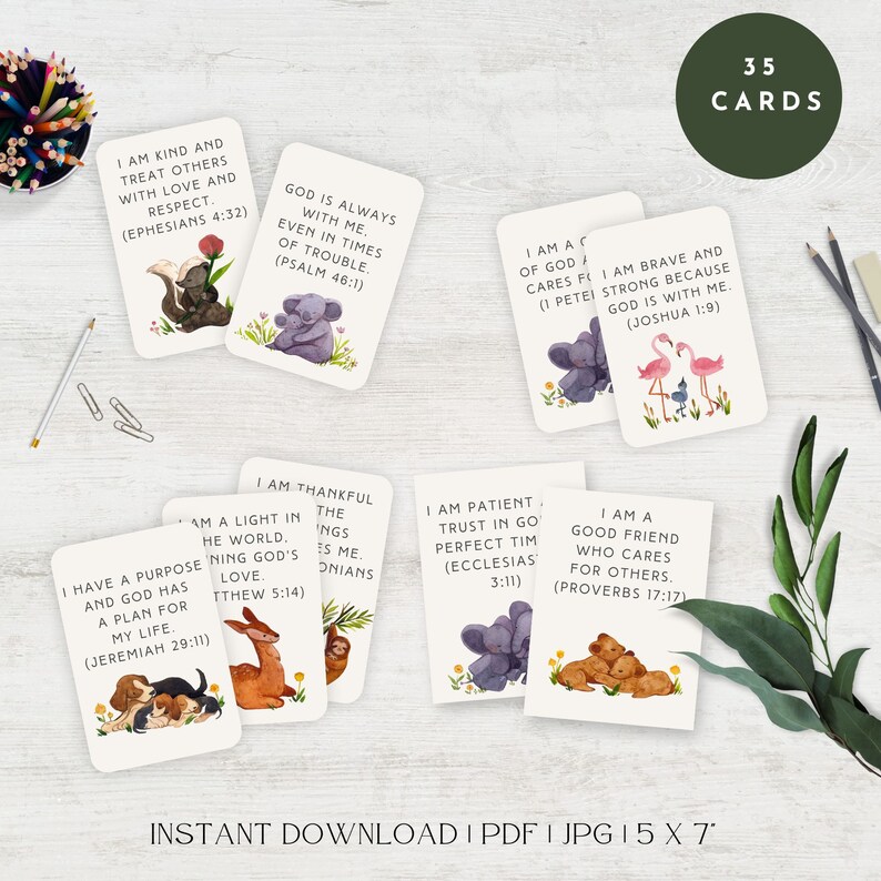 Biblical Affirmations for Kids Bible Verse Cards Poster Christian ...