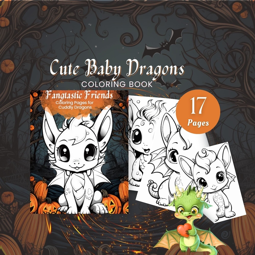 Cute Baby Dragon Coloring Page Spooky but Cute Coloring Book Cute ...