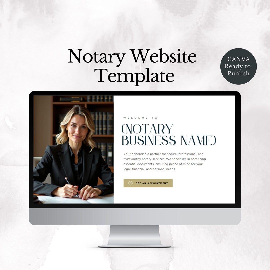 Notary Website Template Canva, Minimalist Notary Business Landing Page ...