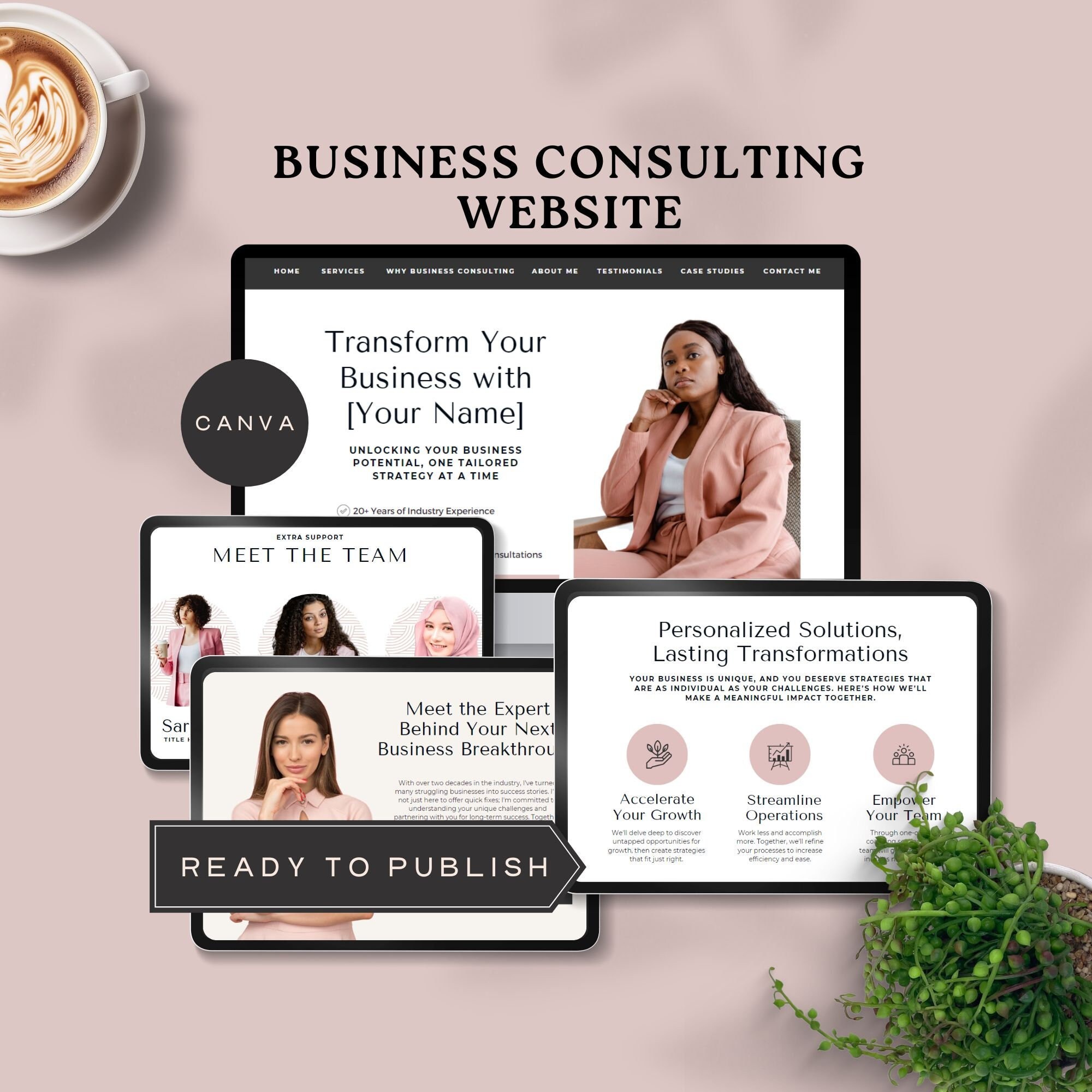 Business Consulting Website Templates Canva Coach Consultant Marketing ...