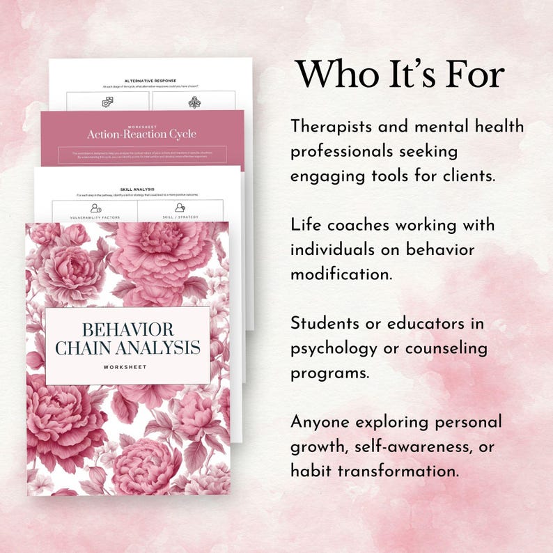 Behavior Chain Analysis Worksheet Mental Health Therapy Tool Coping ...