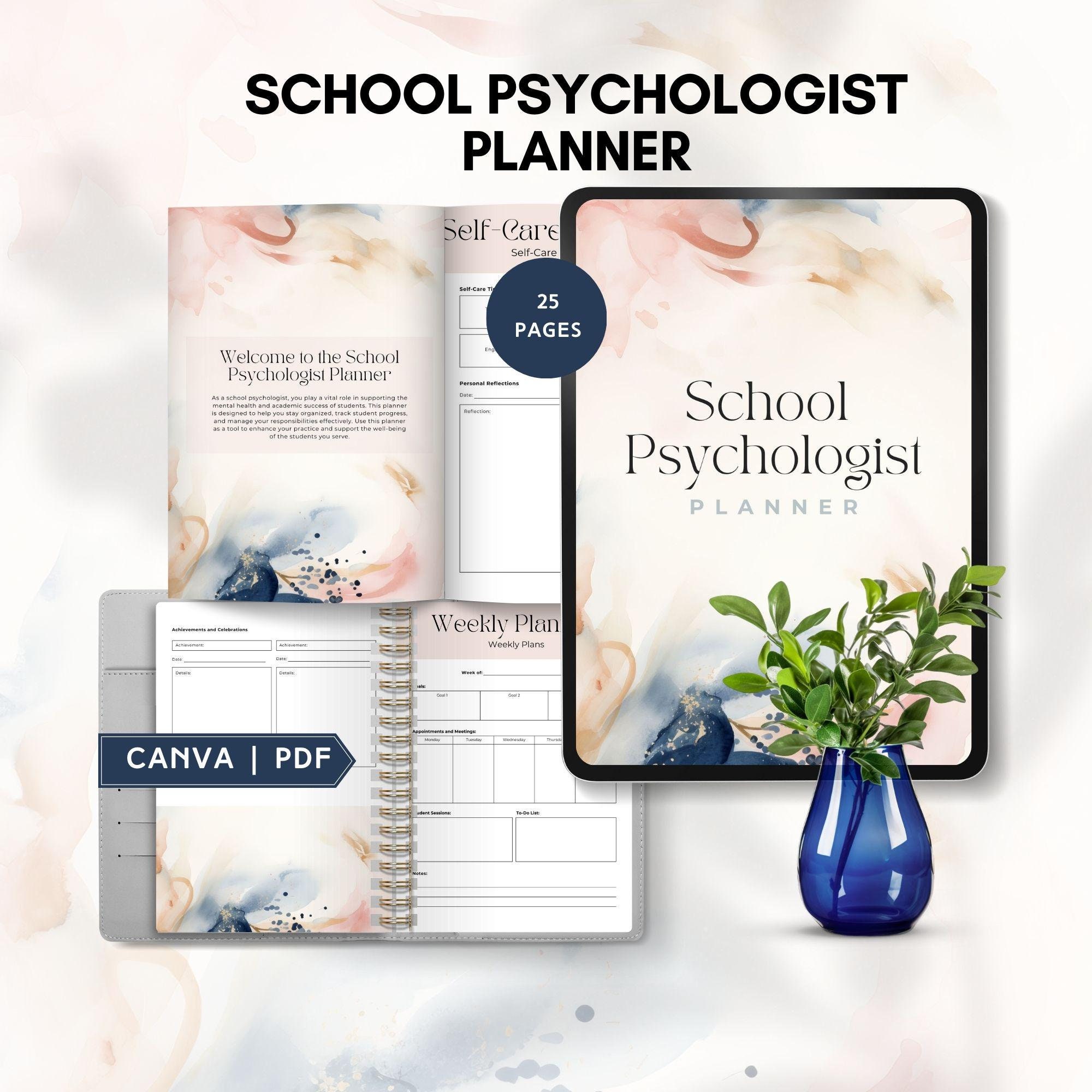 School Psychologist Digital Planner School Counselor Journal Therapy ...