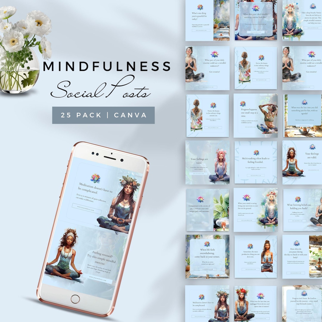Mindful Coach Social Bundle Mindfulness Coach Instagram Template Mental ...