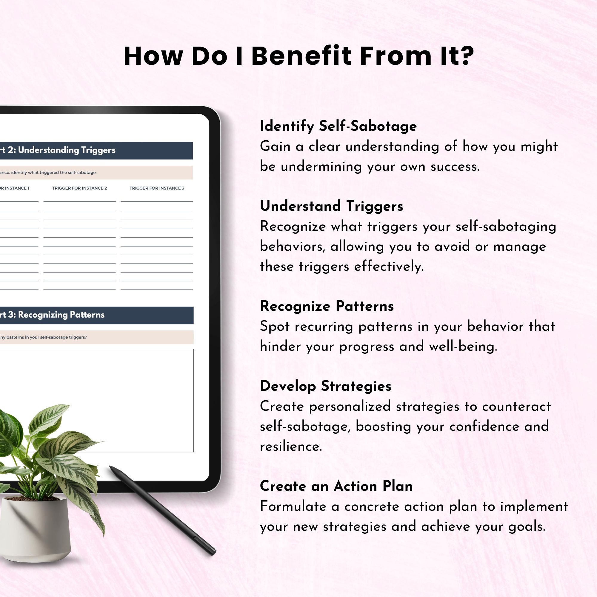 Self Sabotage Worksheets Template Canva Therapy Worksheets Self ...
