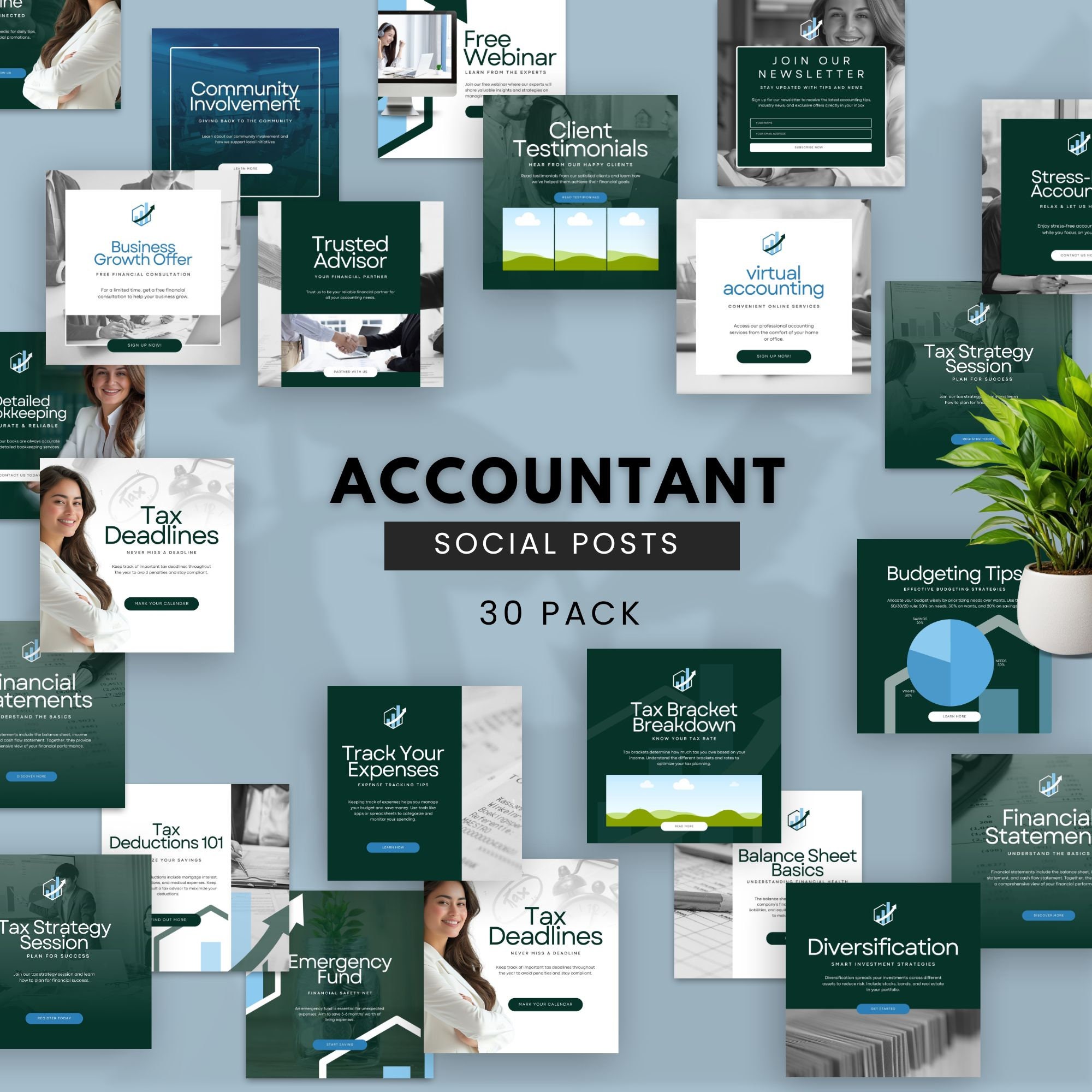Accounting and Bookkeeping Social Media Templates Tax Accountant Social ...