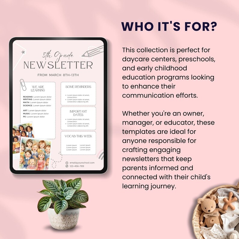 Daycare Newsletter Template School Newsletter for Preschool Classroom ...