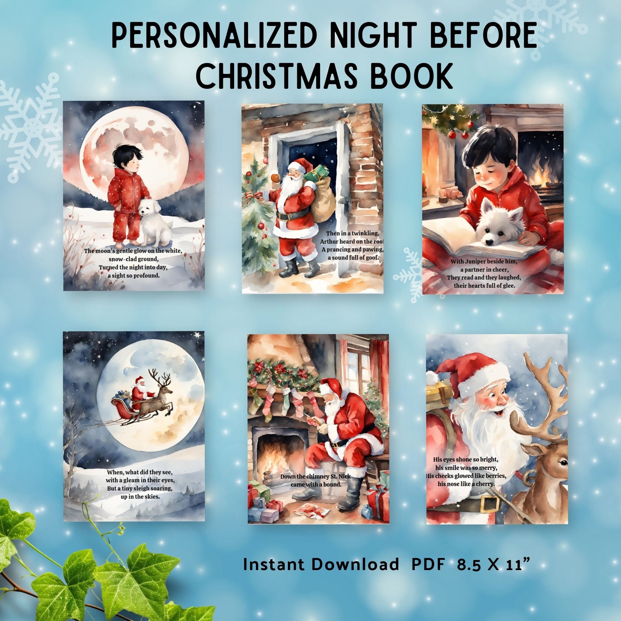 Personalized Night Before Christmas Book Custom Xmas Eve Story Children ...