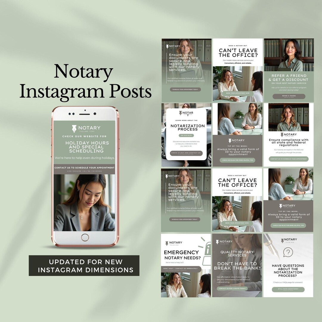 Notary Instagram Post Template Loan Signing Agent Social Media ...