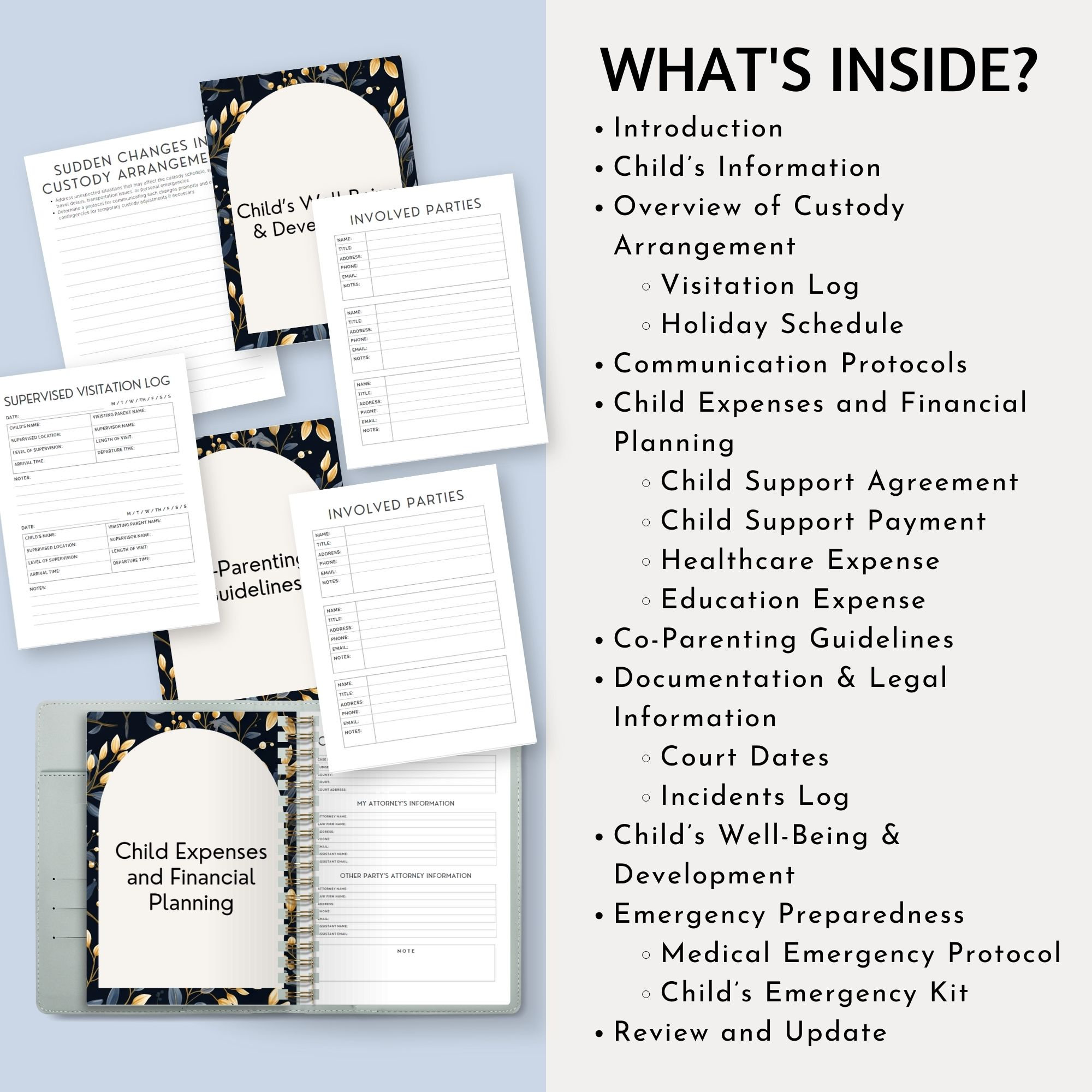 Child Custody Planner Printable Child Custody Arrangement Divorce ...