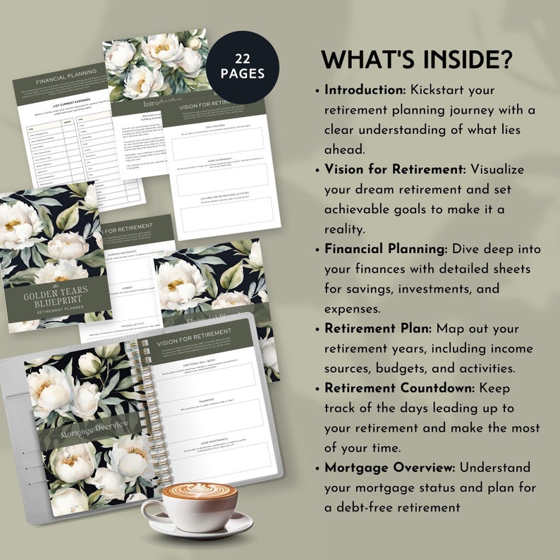 Retirement Planner Template Printable Retirement Guide Savings Income ...