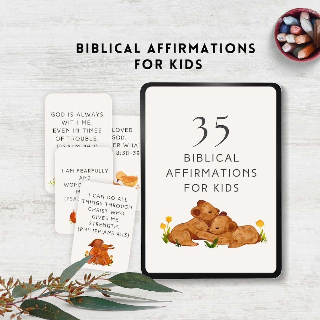 Biblical Affirmations for Kids Bible Verse Cards Poster Christian ...