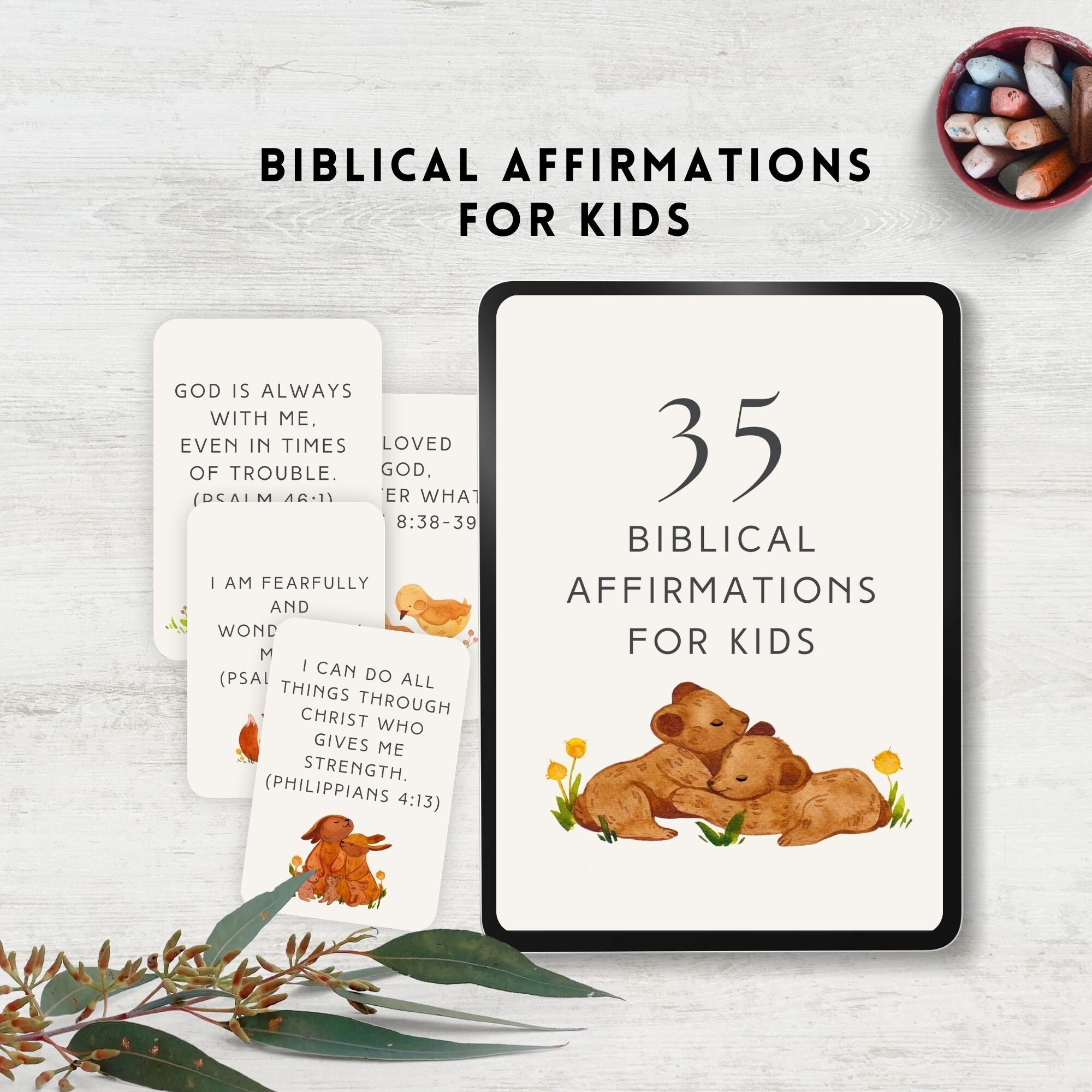 Biblical Affirmations for Kids Bible Verse Cards Poster Christian ...