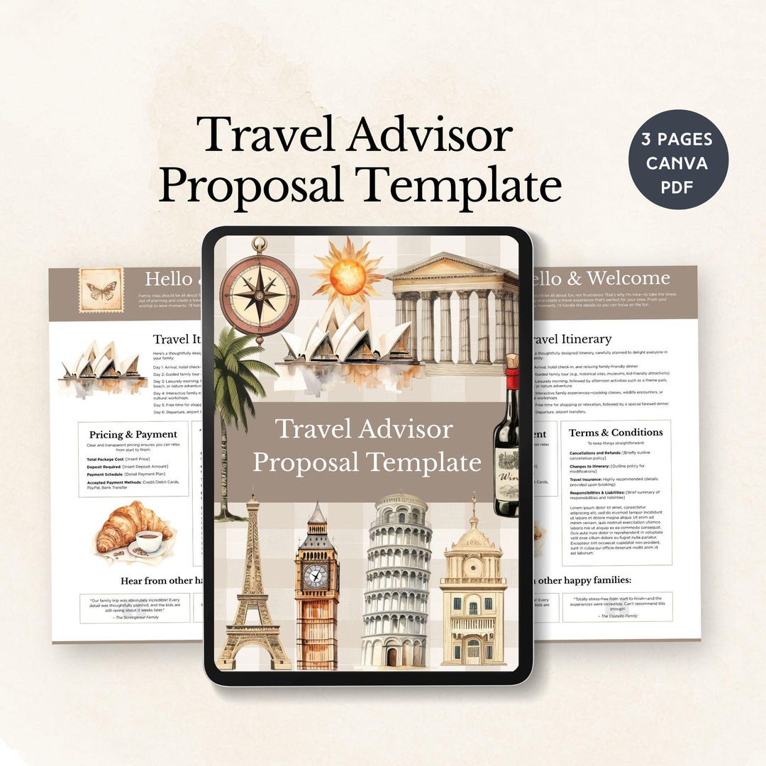 Travel Advisor Proposal Editable Travel Agent Form Vacation Planner ...
