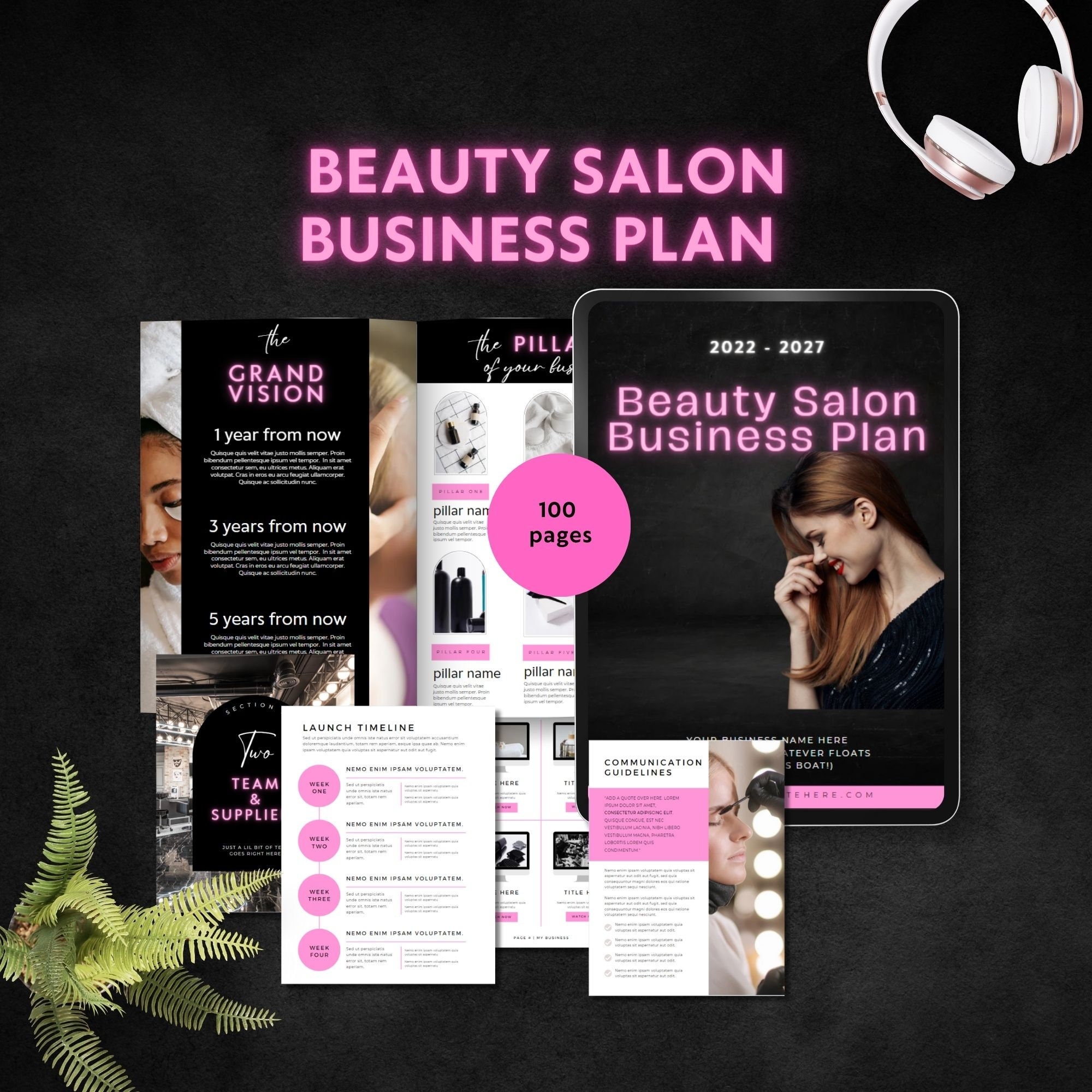 Beauty Salon Business Plan Template Canva Hair Nail Skin Salon Business ...