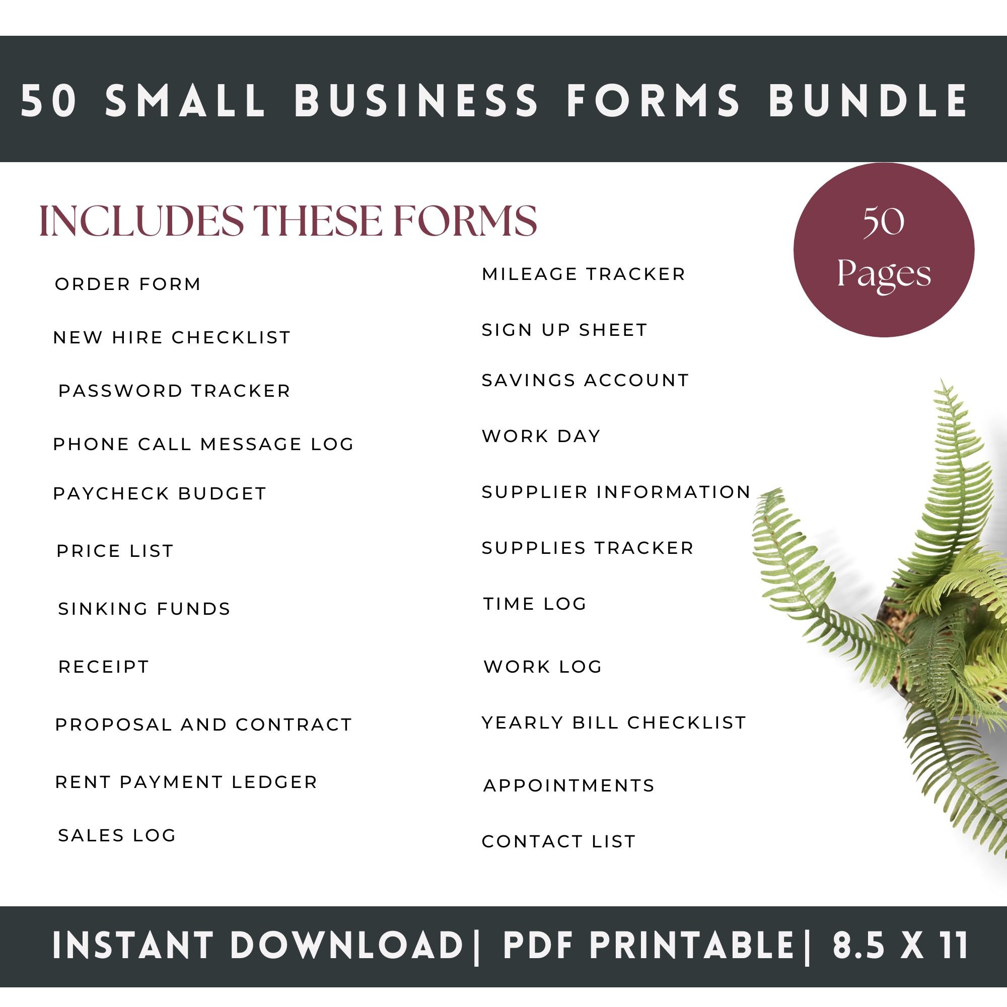 Business Forms Bundle | Small Business Owner Form Order Form Template ...