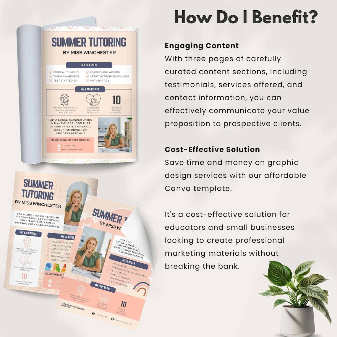 Tutoring Flyer Canva Summer Tutor Flyer Private Teacher Leaflet Online ...