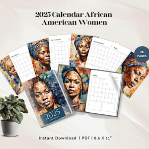 2025 Calendar African American Women Monthly Wall Hanging Calendar ...