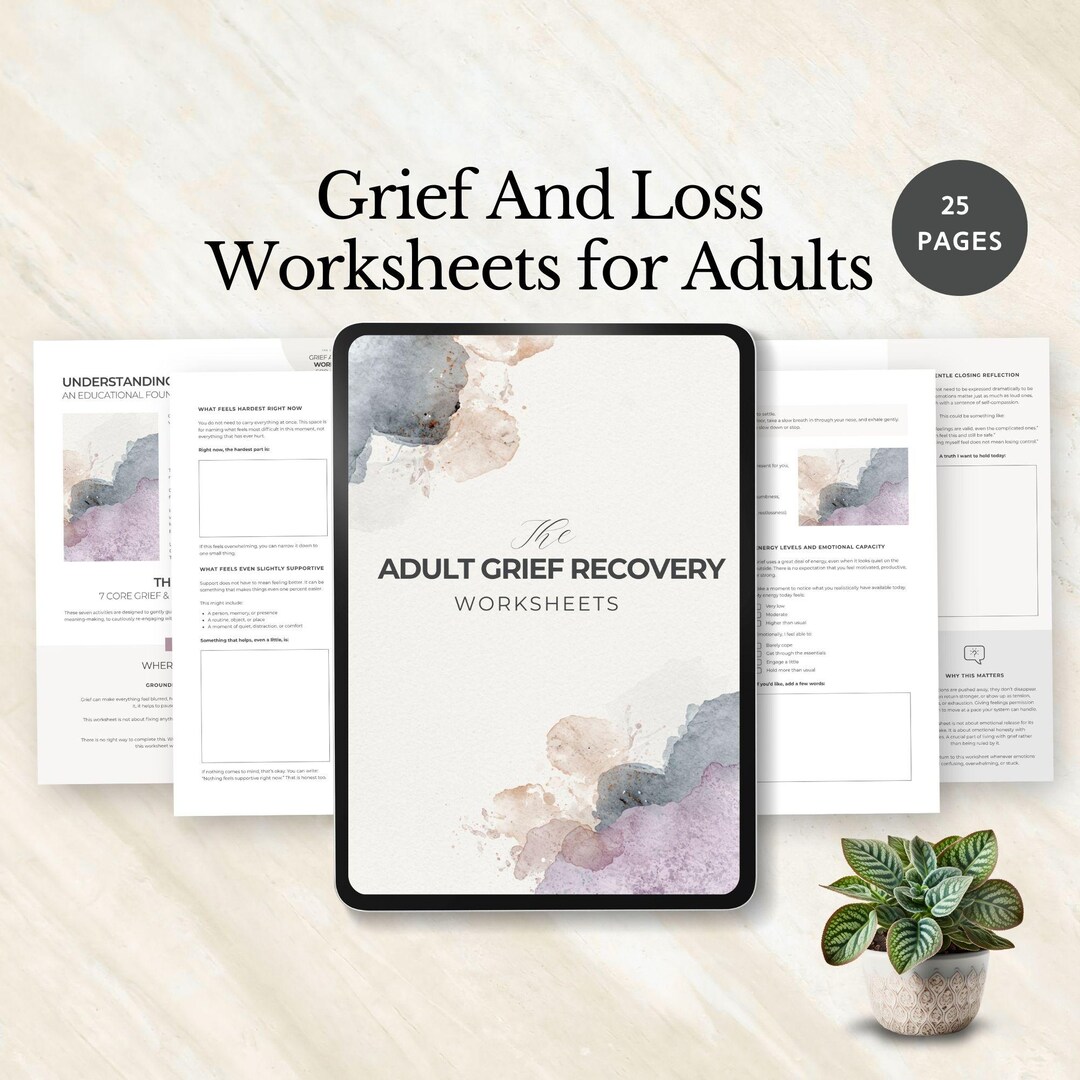 Grief and Loss Worksheet for Adults Coping Skills Bereavement Journal ...