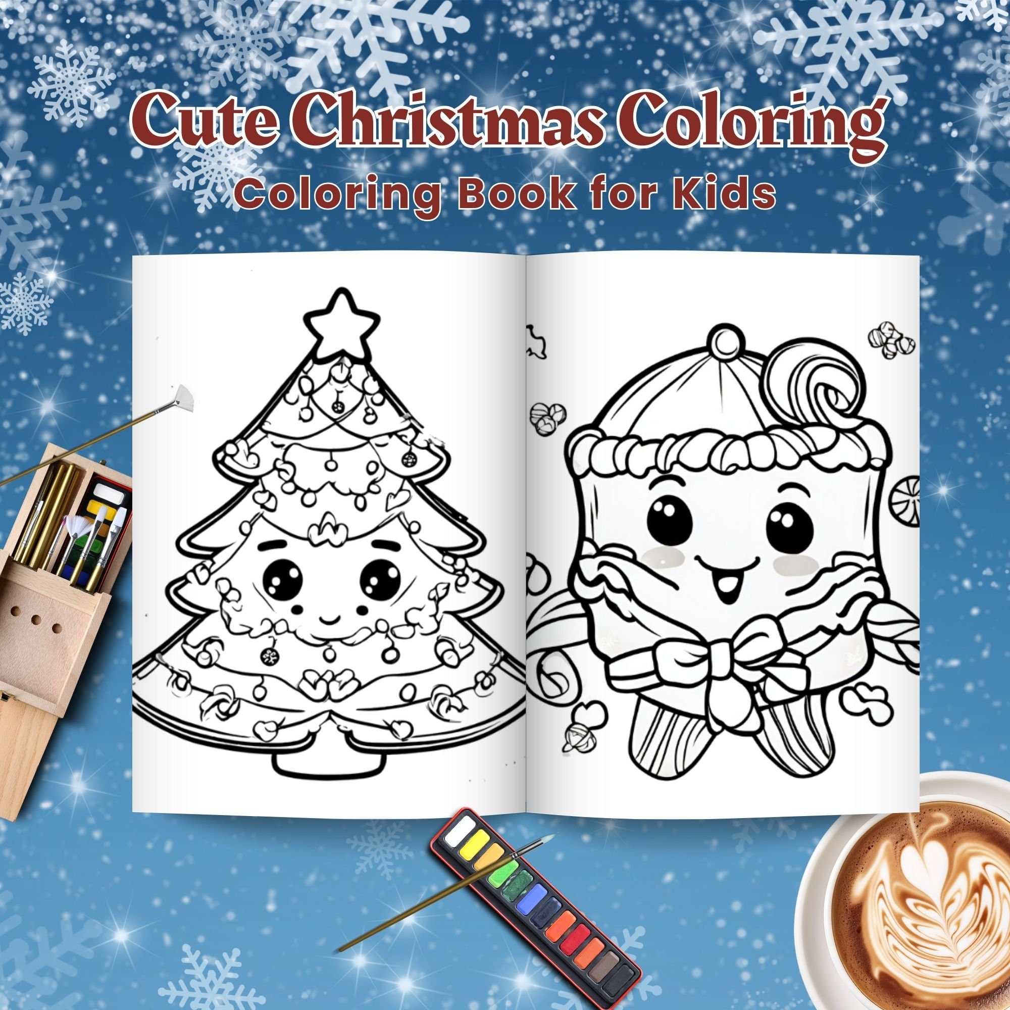 Cute Coloring Page for Christmas Printable Kids Holiday Color - Etsy