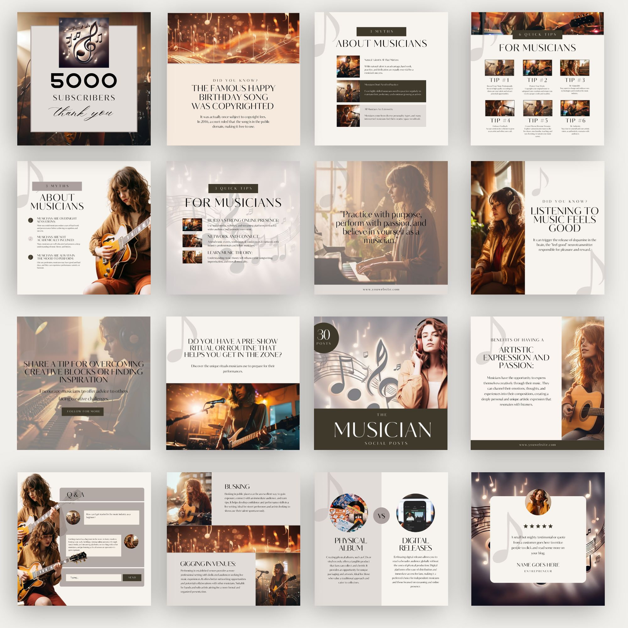 Musician Social Media Template Band Instagram Singer Social Media Music ...