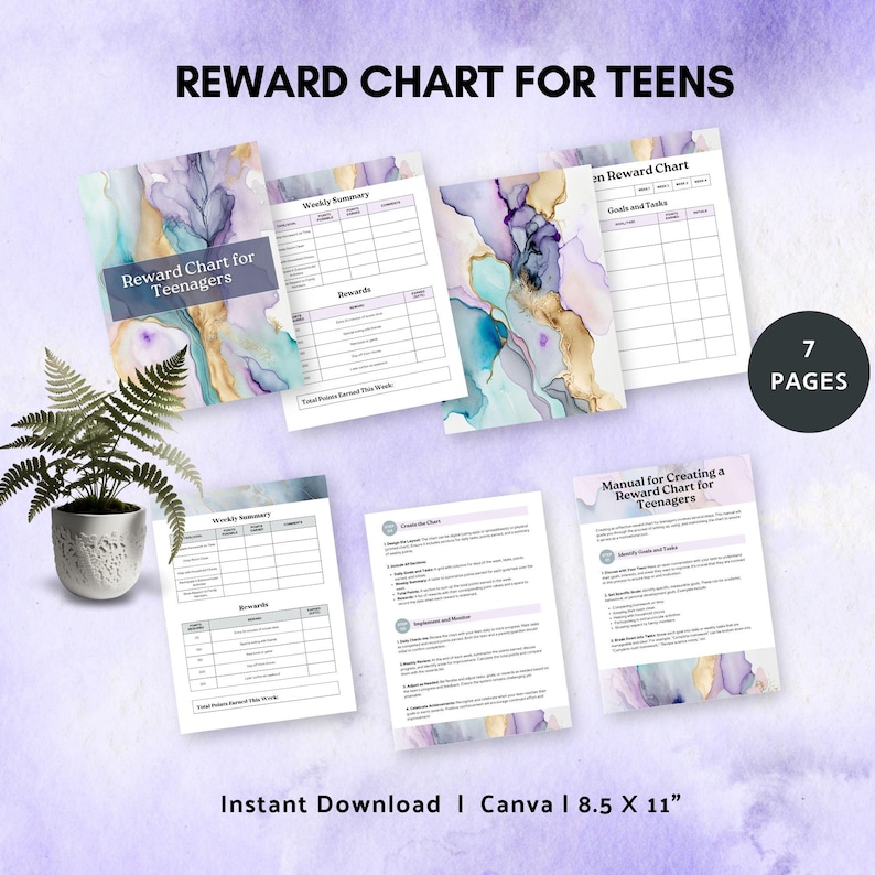 Reward Chart for Teens Sticker Chore Chart Positive Reinforcement ...