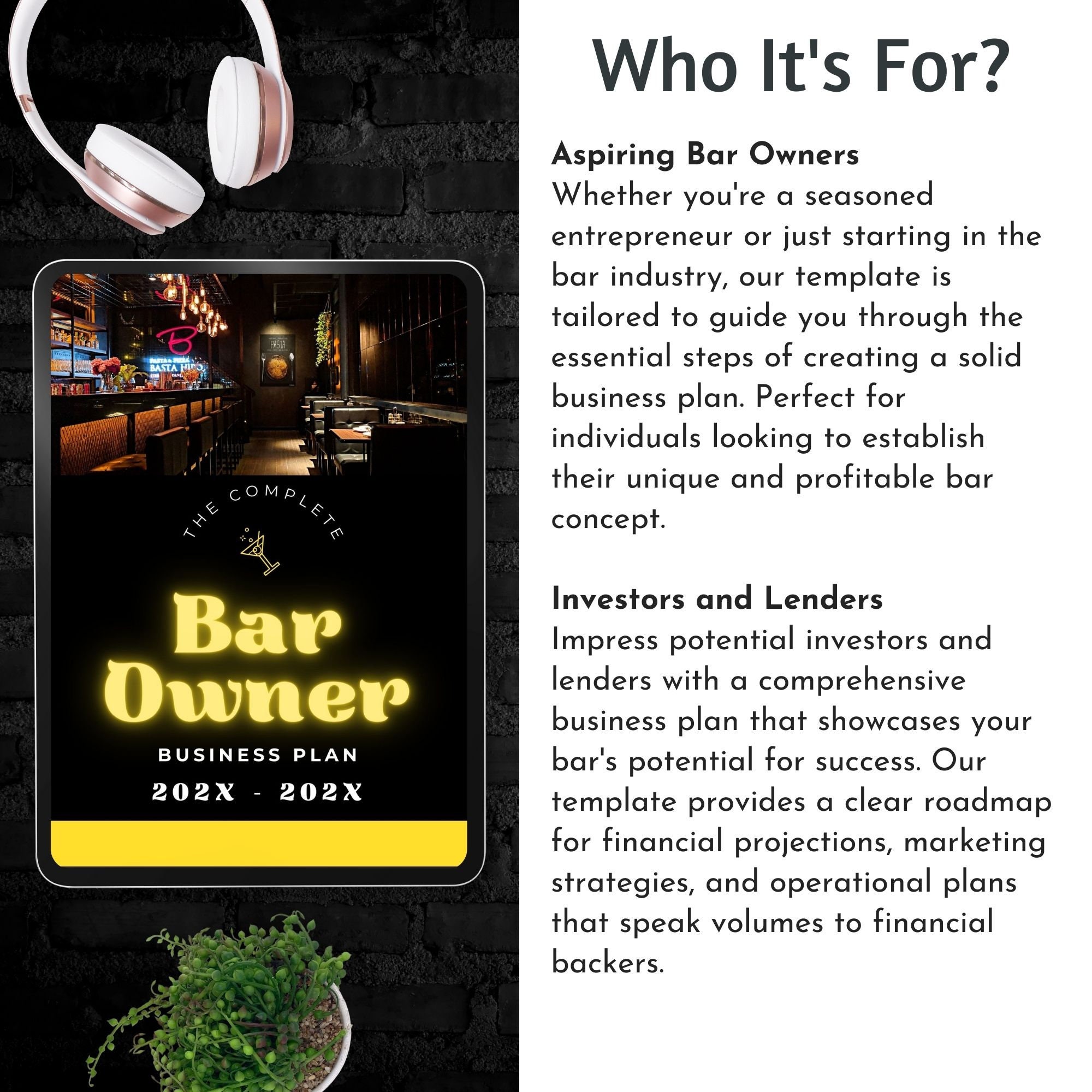 Business Plan Template Bar Nightclub Business Planner Cocktail Lounge ...