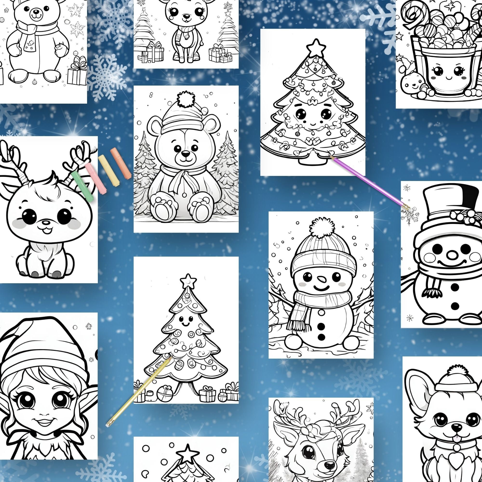 Cute Coloring Page for Christmas Printable Kids Holiday Color - Etsy